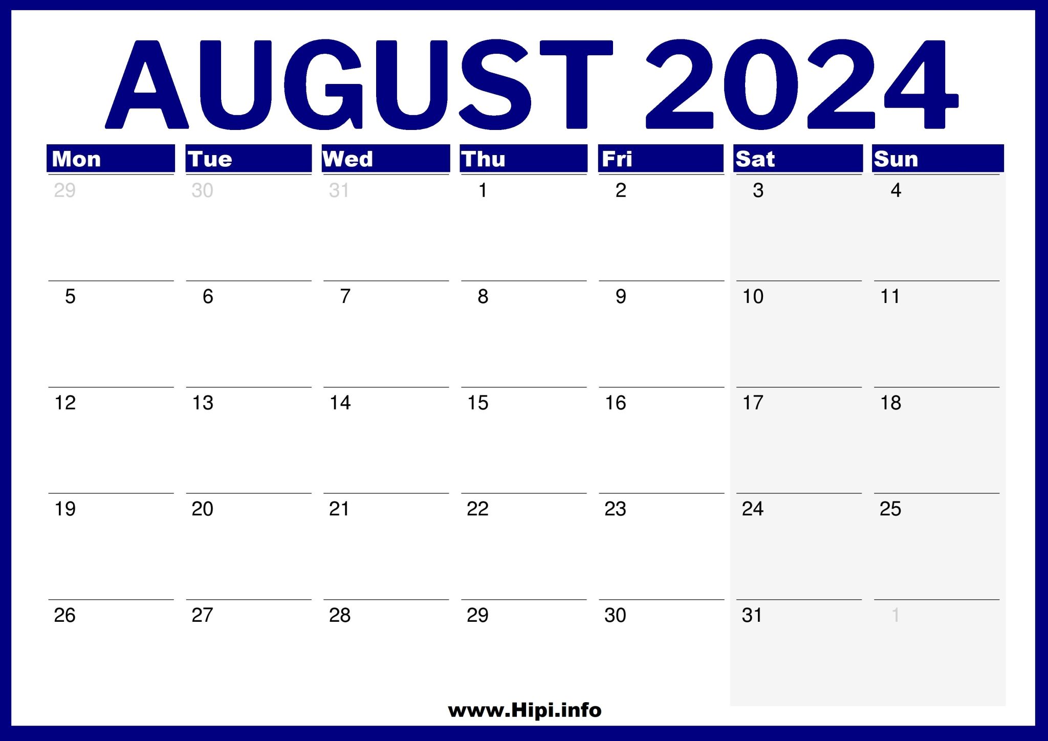 August UK 2024 Printable Calendar - Hipi.info