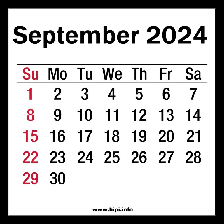 September 2024 Printable Calendar - Hipi.info