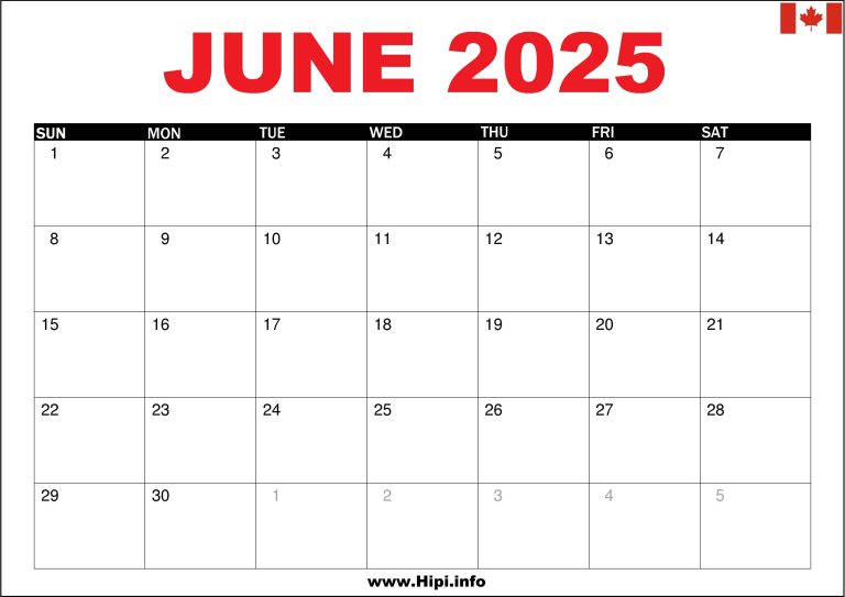 June 2025 Calendar Canada with Holidays - Hipi.info