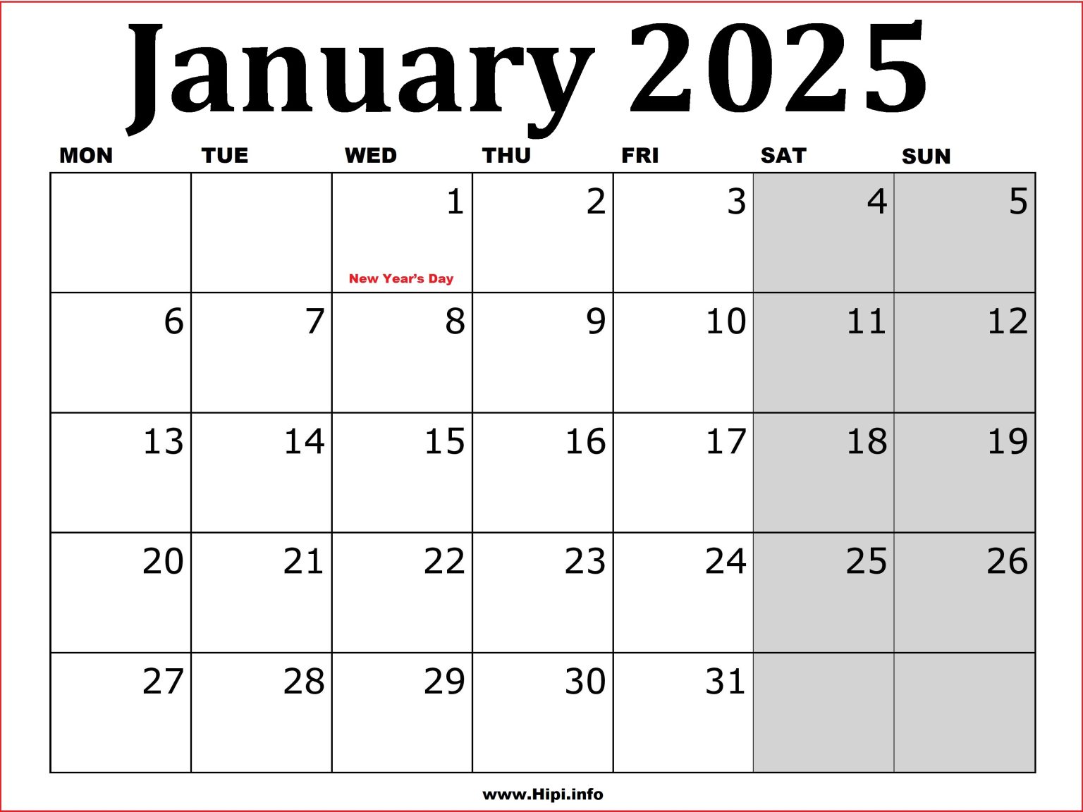 January 2025 UK Calendar Printable - Hipi.info